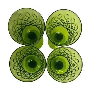 Zrike | Dining | Set Of 4 Zrike Brands Teardrop Pressed Glass Green ...